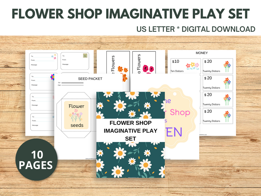 Flower Shop Pretend Play Set | Printable Dramatic Play for Kids (10 Pa ...