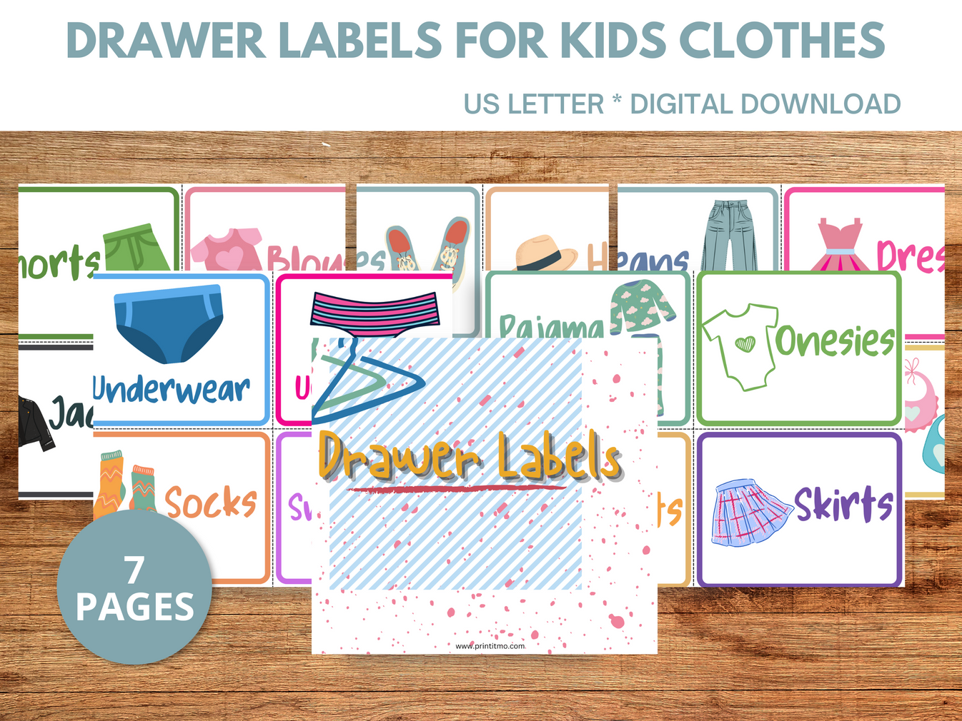 Kids Drawer Labels – Printable Clothing Organizer for Toddlers & Presc ...
