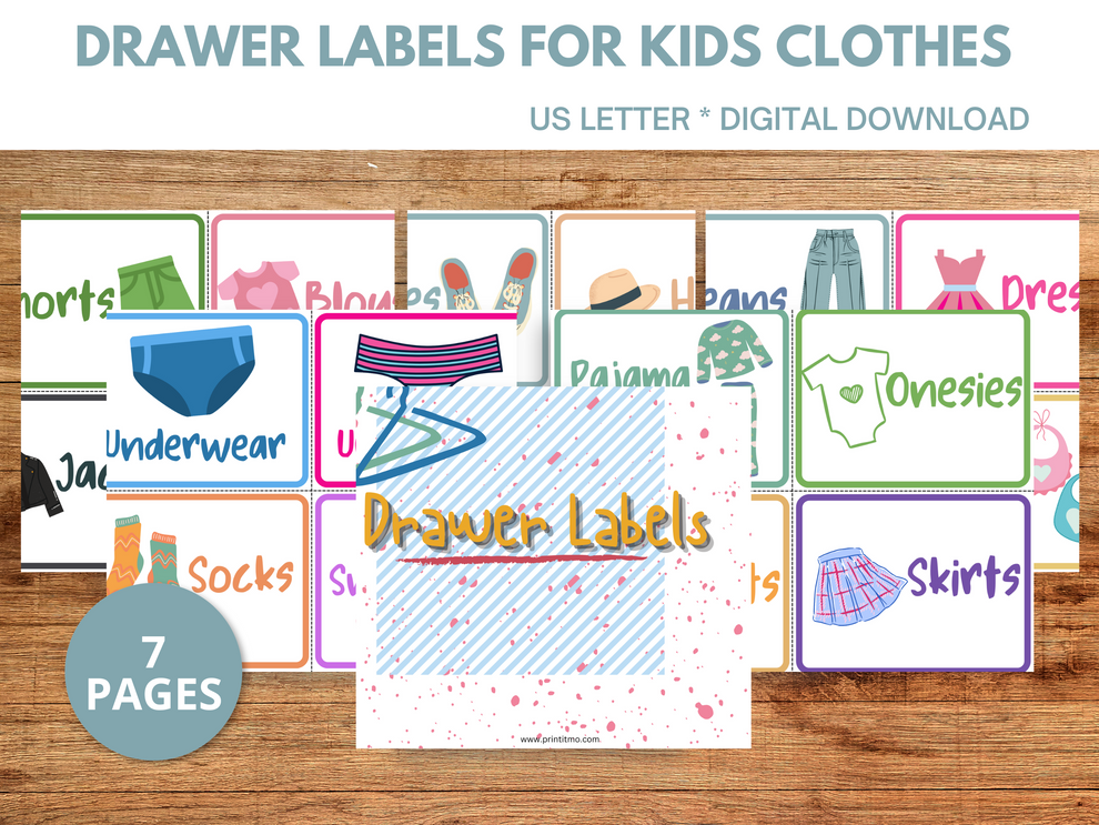 Kids Drawer Labels – Printable Clothing Organizer for Toddlers & Presc ...