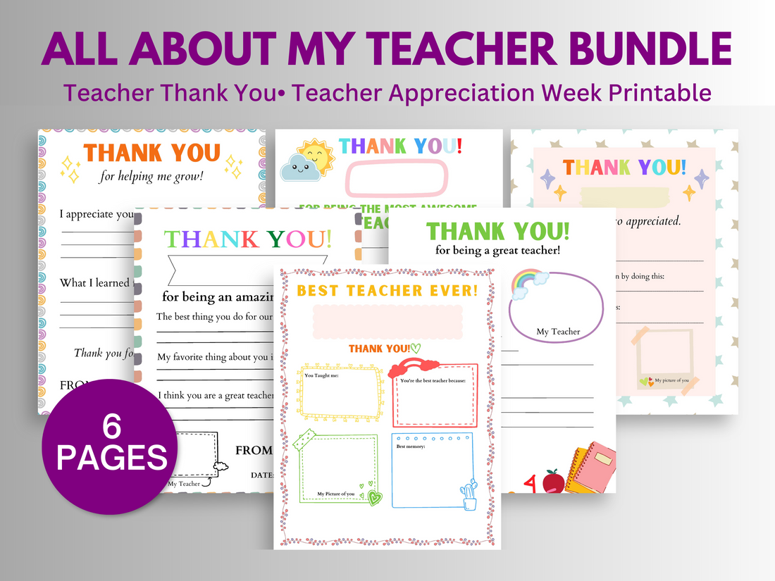 Printable Teacher Appreciation Gift – All About My Teacher ...
