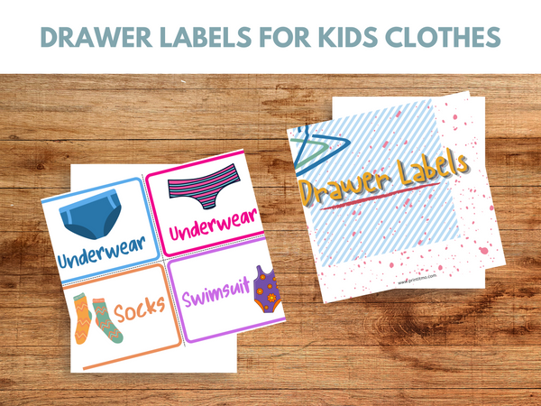 Kids Drawer Labels – Printable Clothing Organizer for Toddlers & Presc ...