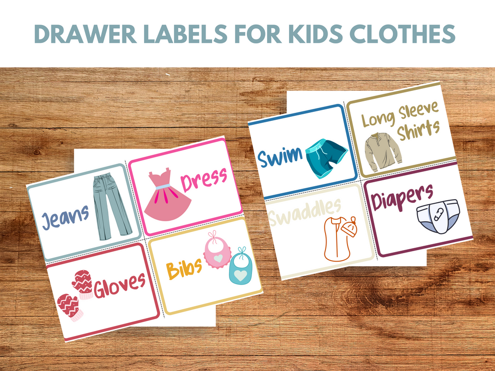 Kids Drawer Labels – Printable Clothing Organizer for Toddlers & Presc ...
