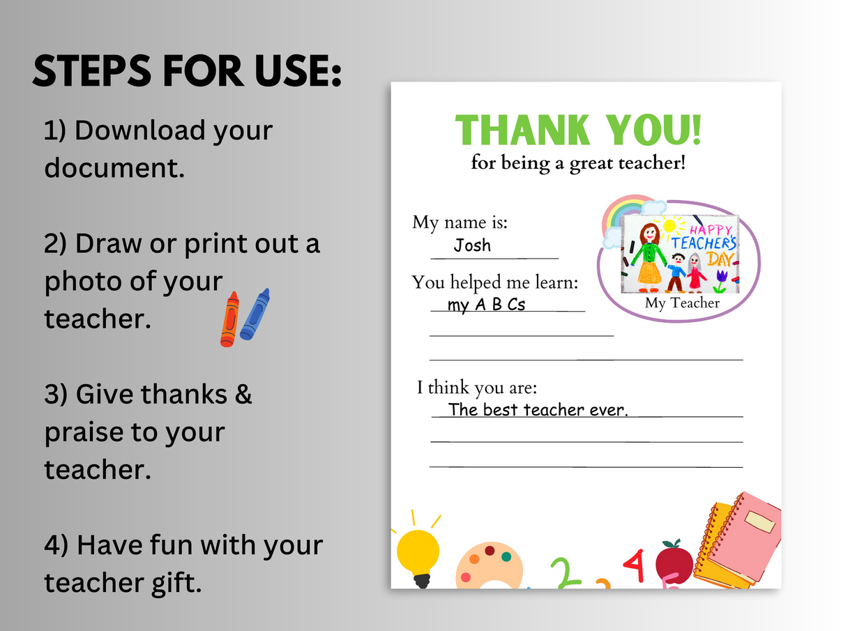 Printable Teacher Appreciation Gift – All About My Teacher ...