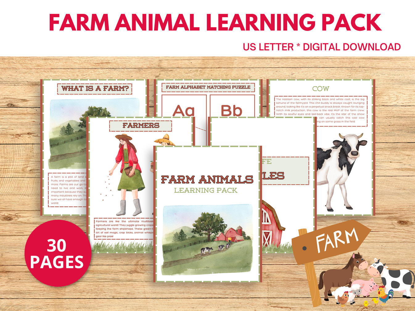 Farm Animal Learning Pack for Preschool – Printable Farm Unit Study ...