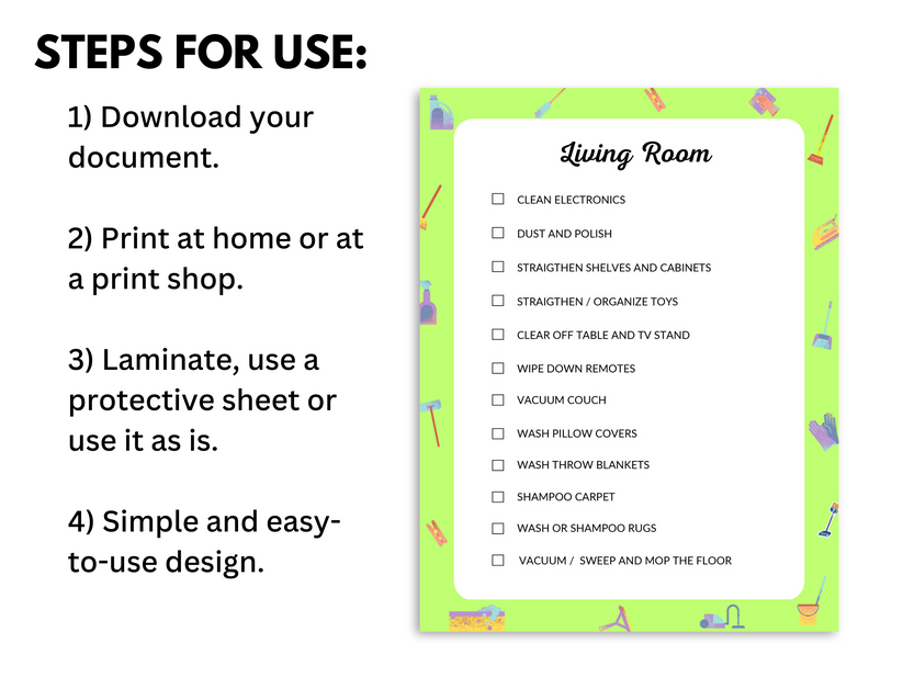 Deep Cleaning Checklist By Room – Print It Mo